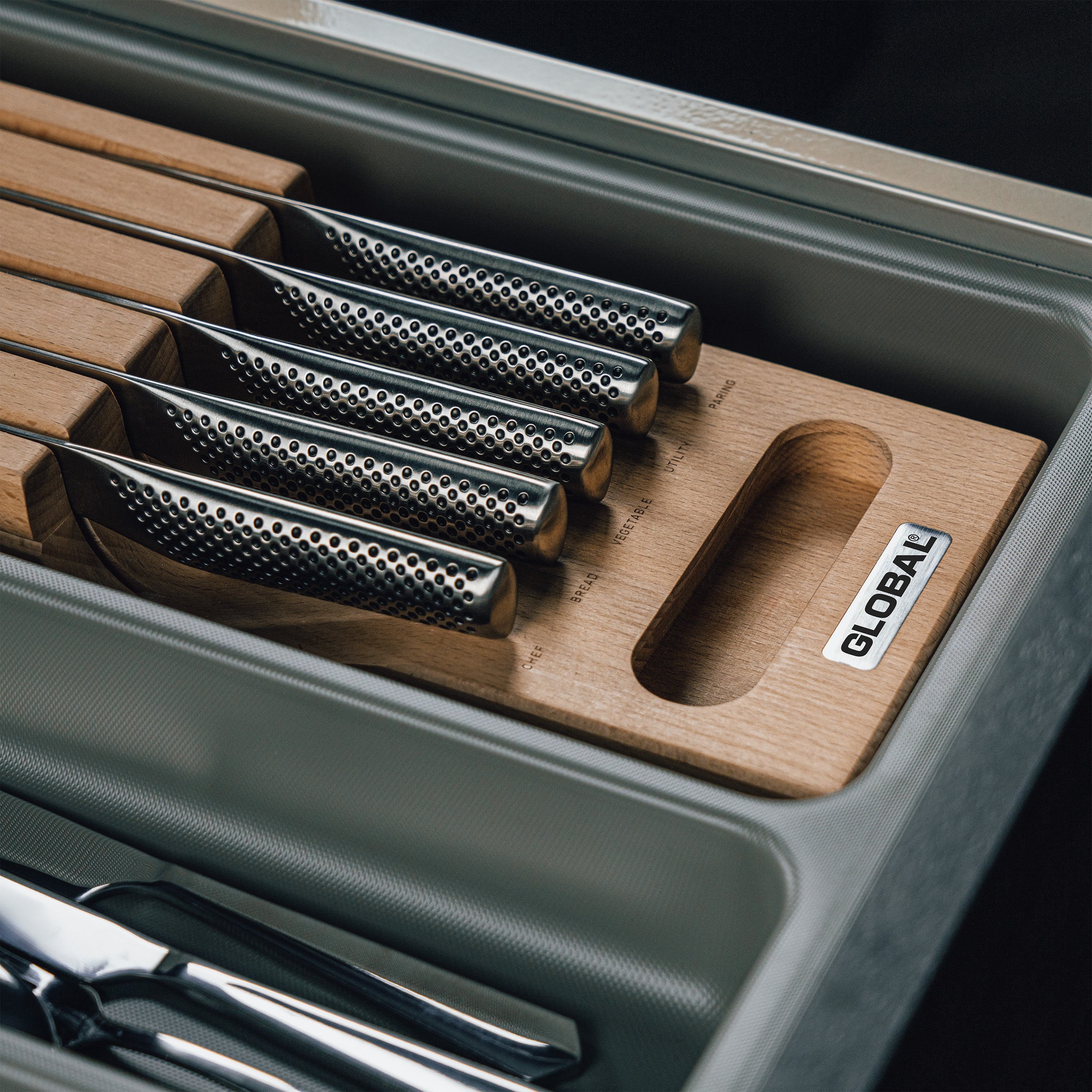 GLOBAL Knife Storage Drawer Inserts | Knife Sets With Drawer Organiser ...